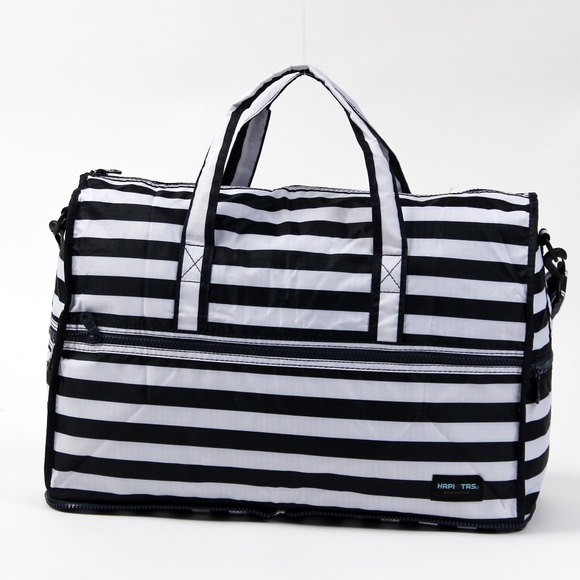 Bags | Nwt Japanese Brand Hapitas Boston Duffle Bag Black White Stripes ...